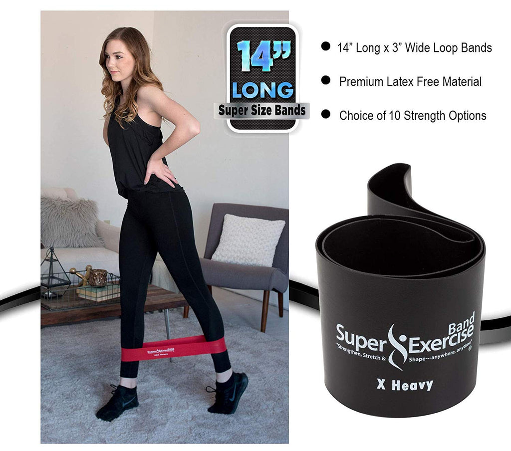 5 Pack XL - Black Heavy Duty Resistance Bands | Super Exercise Band ...